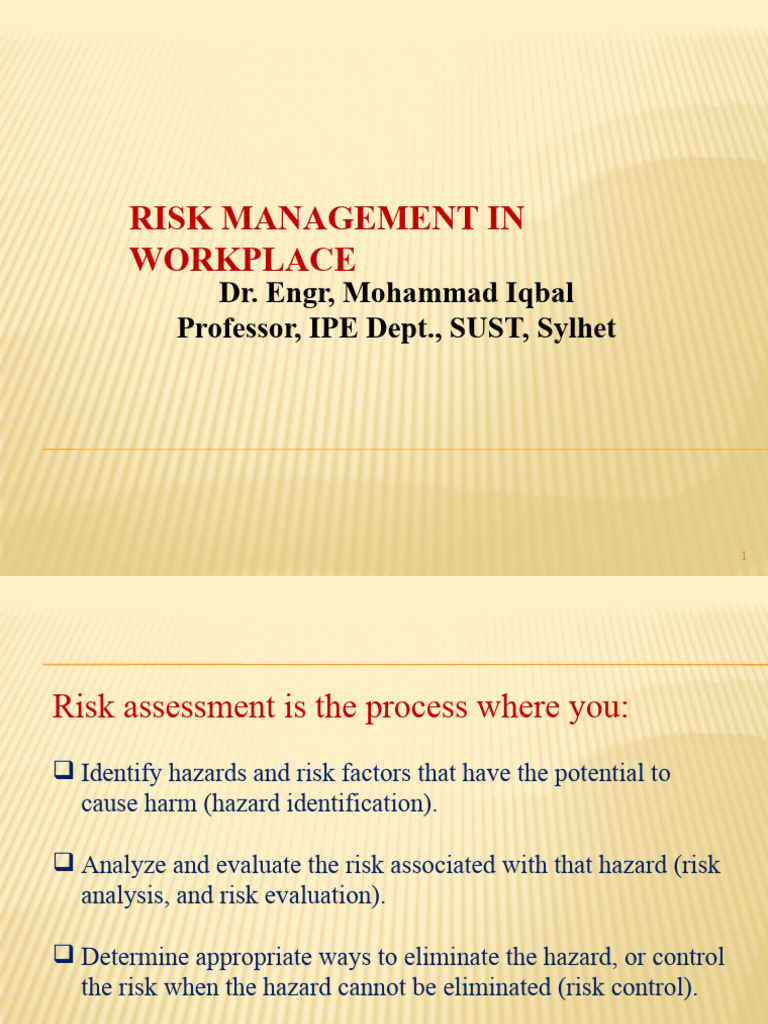 Workplace Risk Management Guide | PDF | Risk | Risk Management