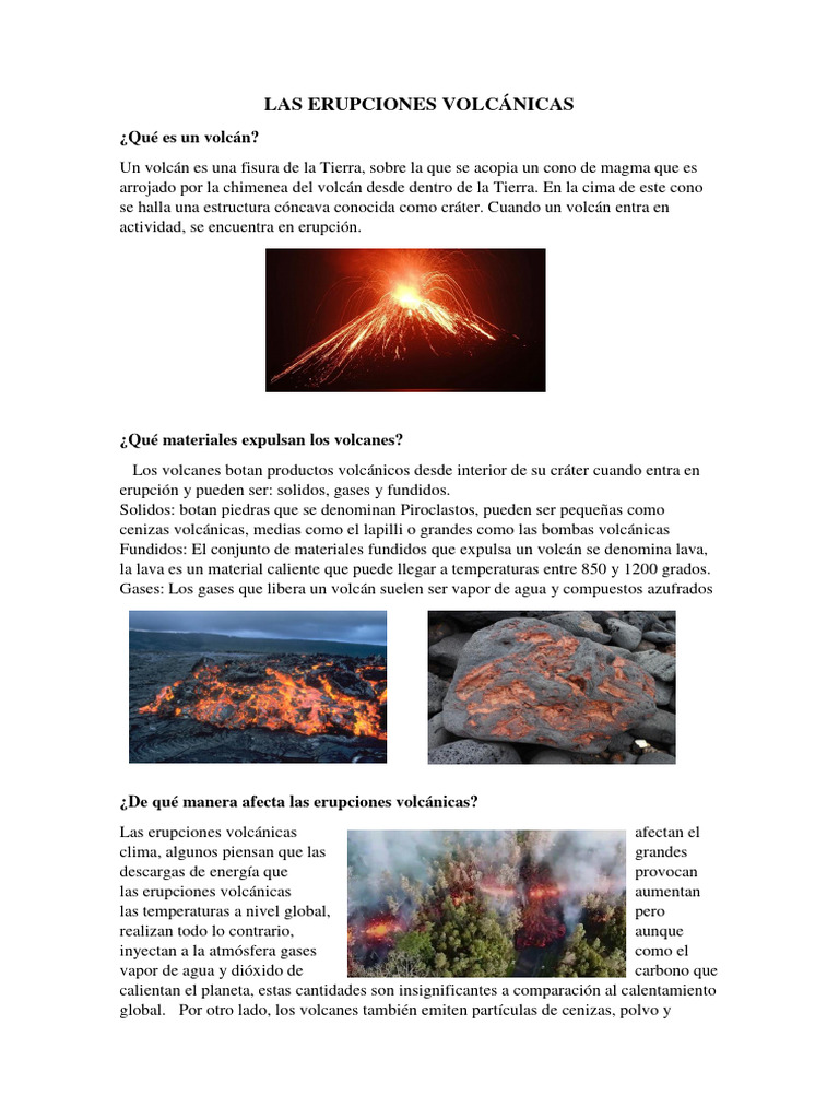 Erupciones Volcánicas: Tipos y Efectos | PDF | Volcán | Tipos de ...