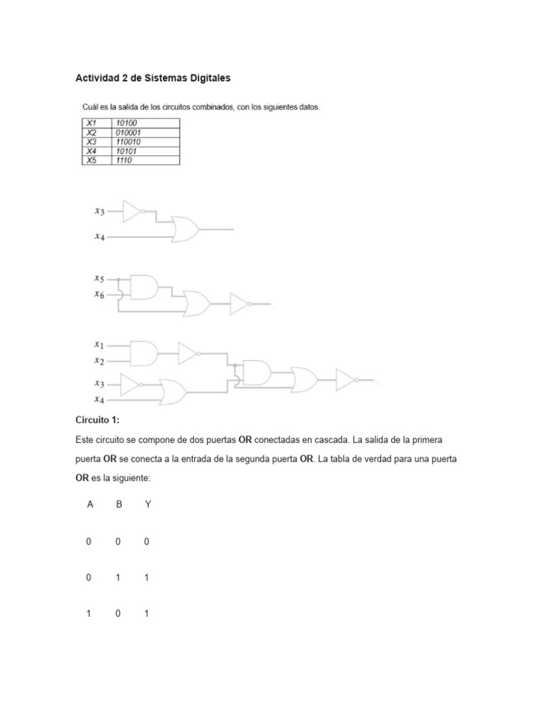 Circuitos Lógicos: Combinación de Puertas OR y NOT | PDF | Teoría de la ...
