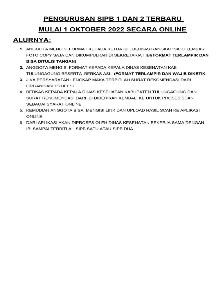 Format Sipb 1 Dan 2 Per 1 Oktober 2022 | PDF