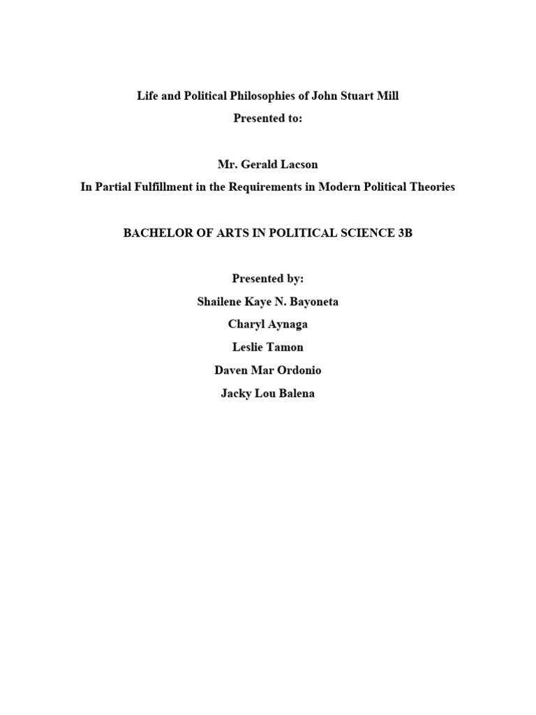 Life and Political Philosophies of John Stuart Mill | PDF | John Stuart ...