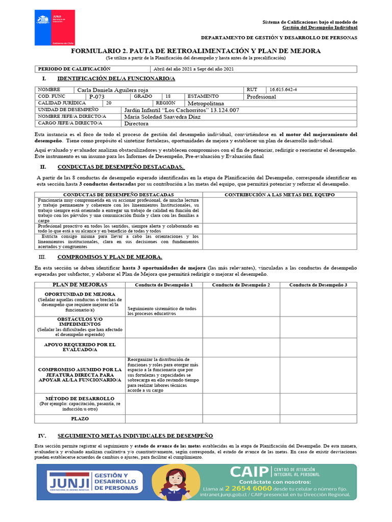 Carla C Formulario 2 Retroalimentacion | Descargar gratis PDF | Planificación | Comportamiento