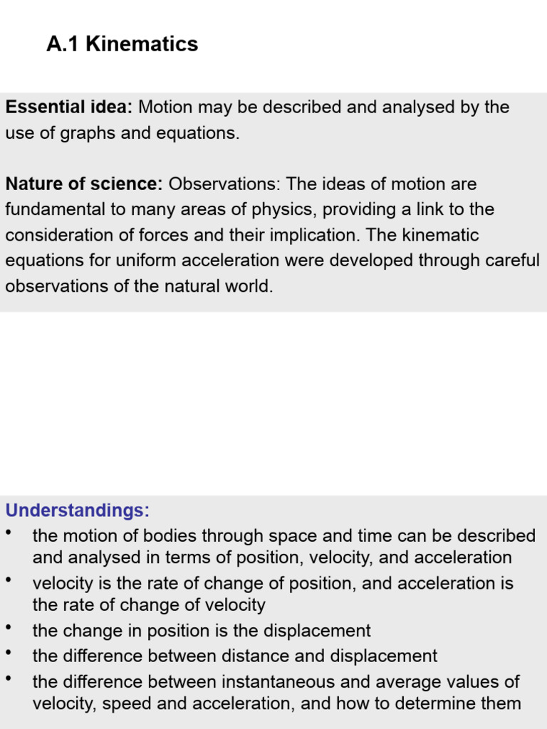 A.1 Kinematics FULL | PDF | Acceleration | Velocity