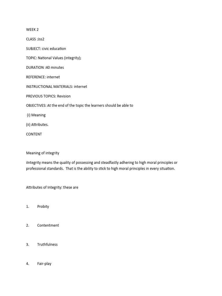 Jss2 Civic Education | PDF