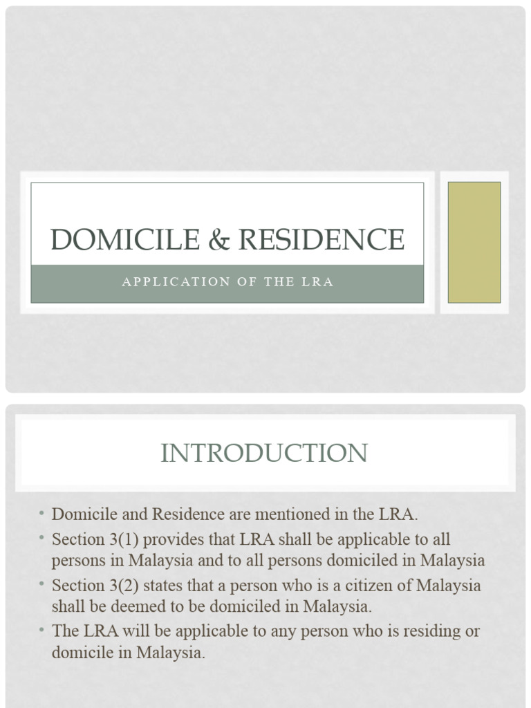 Domicile & Residence | PDF | Domicile (Law) | Marriage, Unions And ...