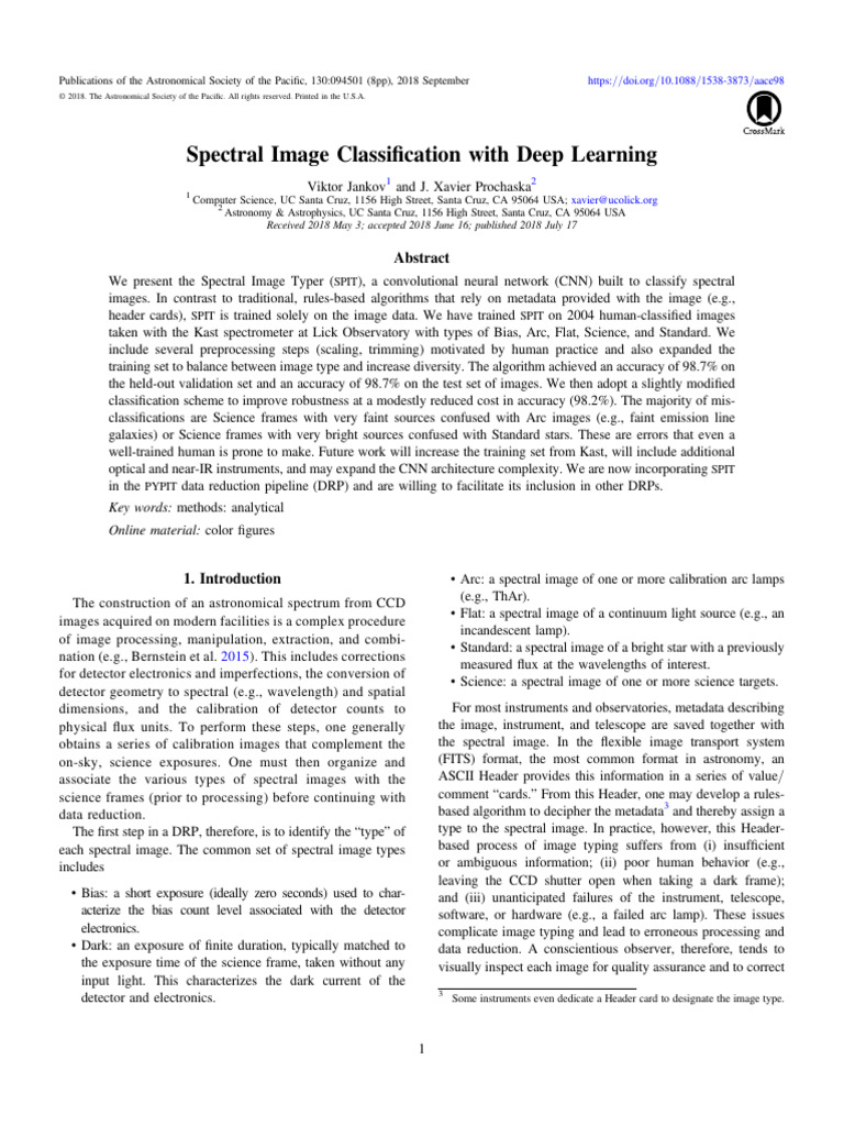 Spectral Image Classification With Deep Learning - Jankov | PDF