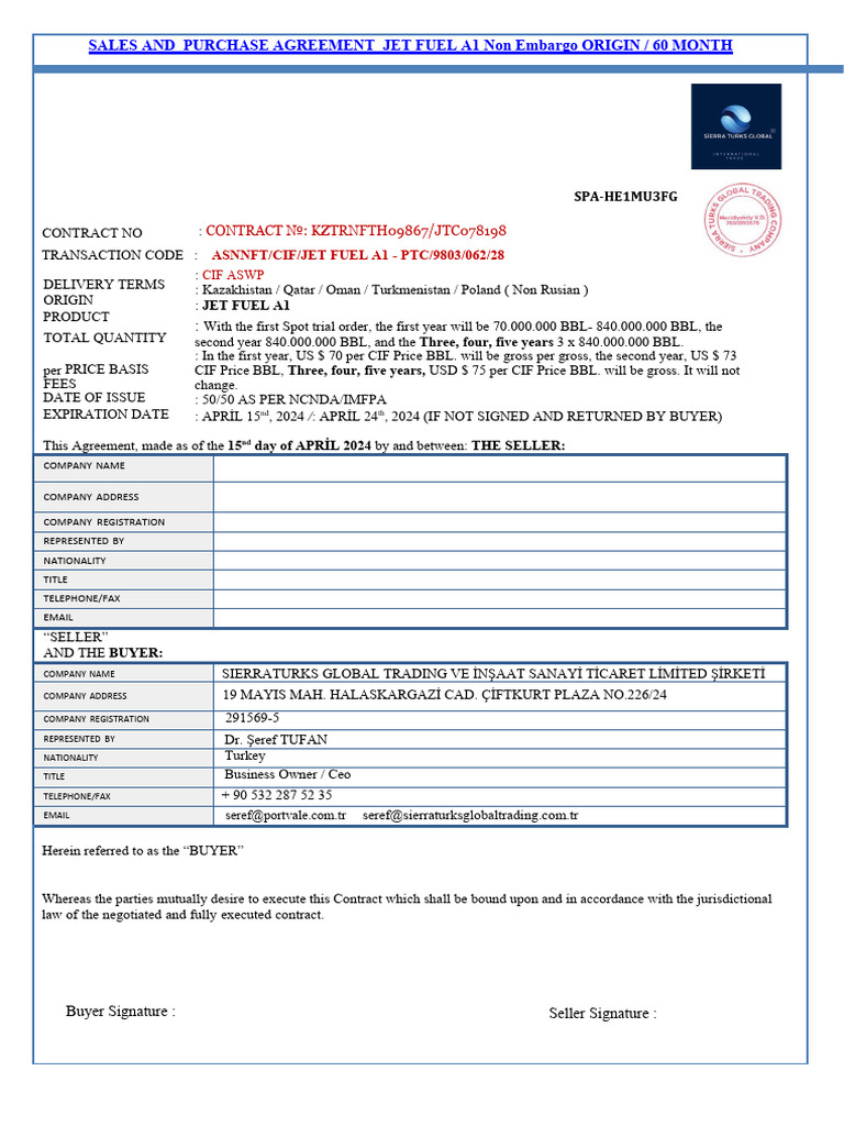 05.08.2024 Draft 15.04.2024 70.000.000 BBL X 60 Month Jet Fuel A1 Sales ...
