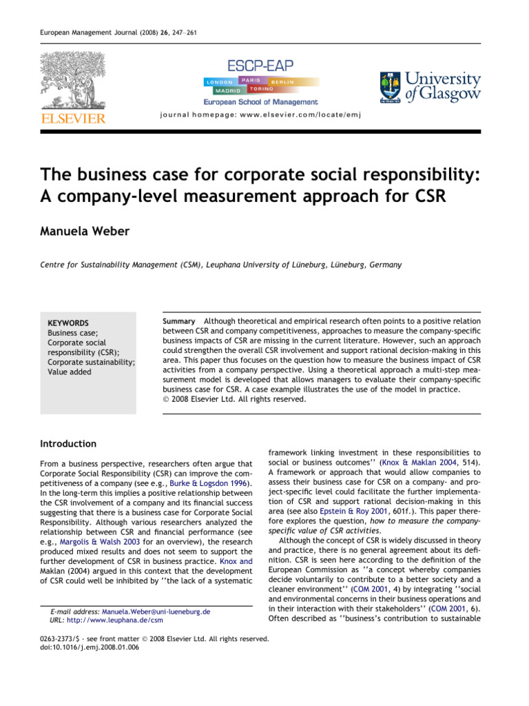Measuring CSR's Business Impact | PDF | Corporate Social Responsibility ...