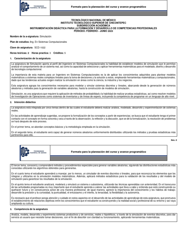 Plan de Curso: Simulación en Ingeniería | PDF | Simulación | Estadísticas