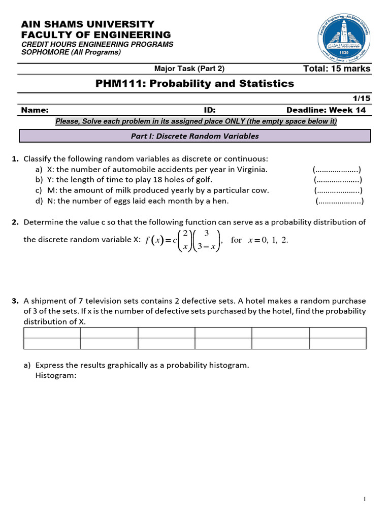 PHM113-Major Task (Part2) | Download Free PDF | Probability Distribution | Probability Density ...