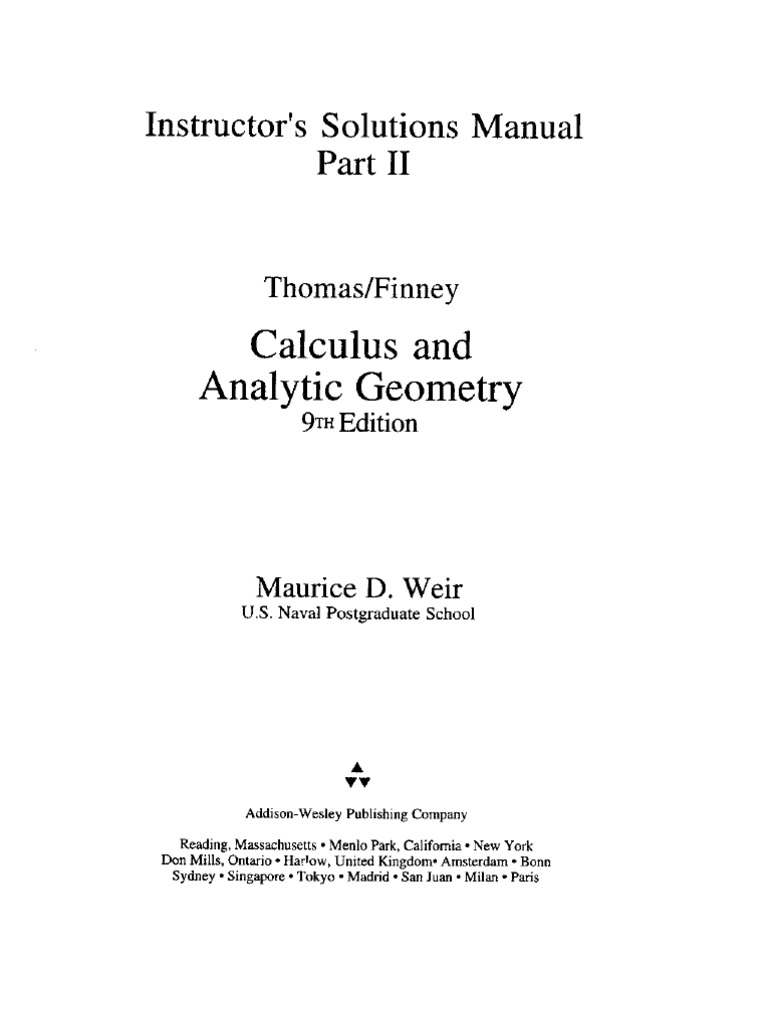 Calculus Solutions - Thomas 9th Edition by Suleman | PDF