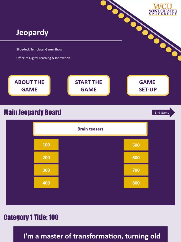 Jeopardy Game Show Slidedeck Template | PDF | Wind Power | Energy And ...