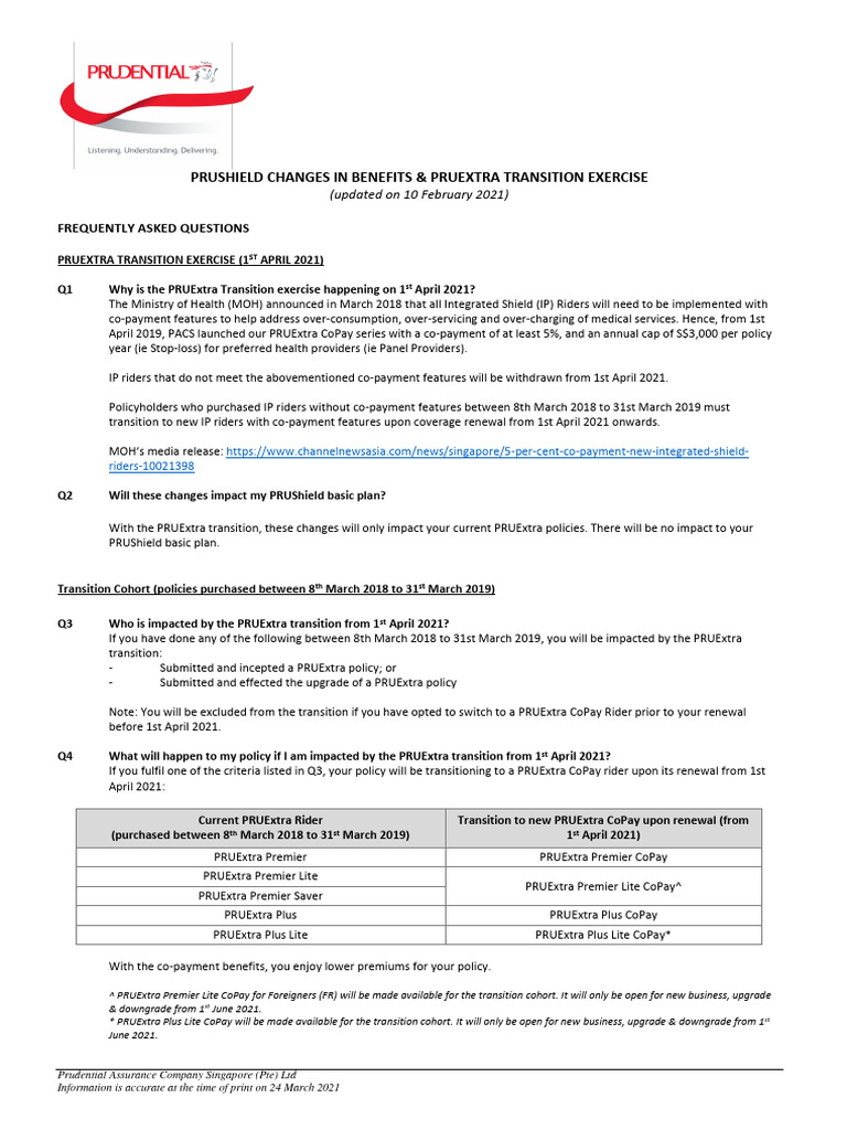 Prudential PruShield & PruExtra Changes 10 Feb 2021 | PDF | Insurance ...