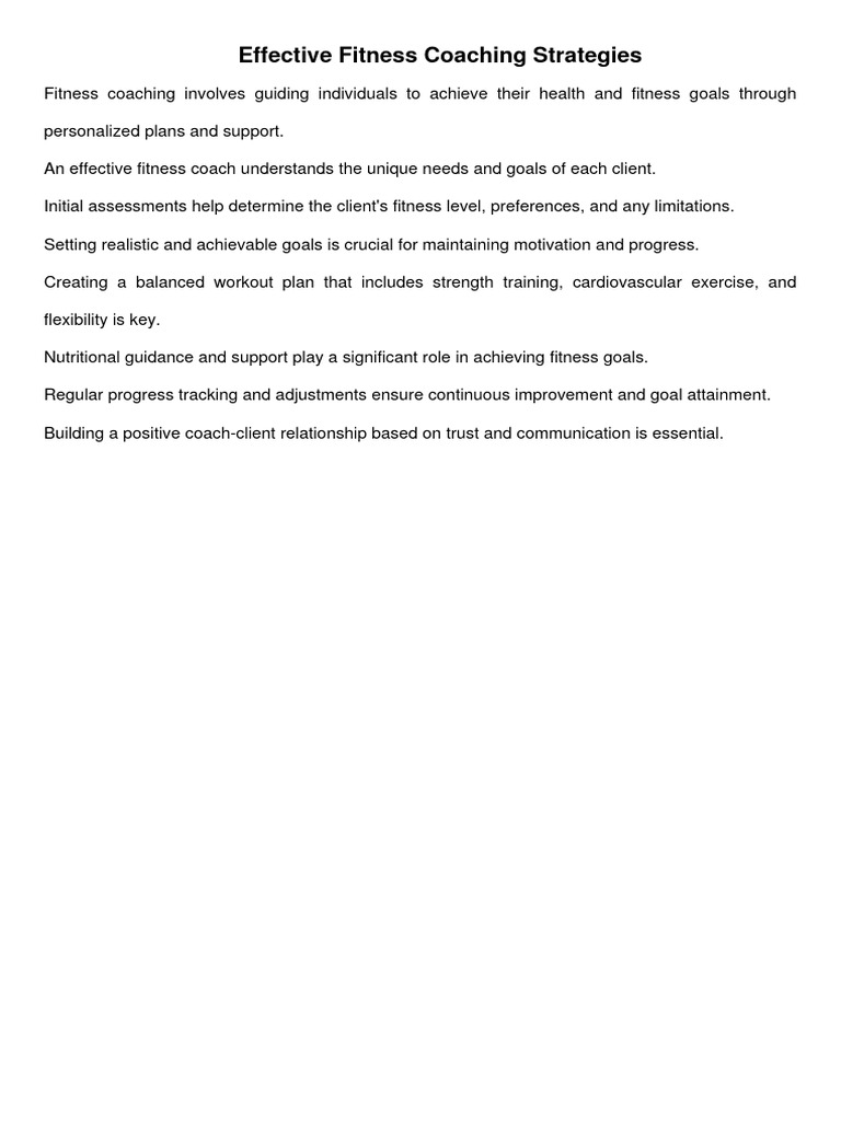 Effective Fitness Coaching Strategies | PDF