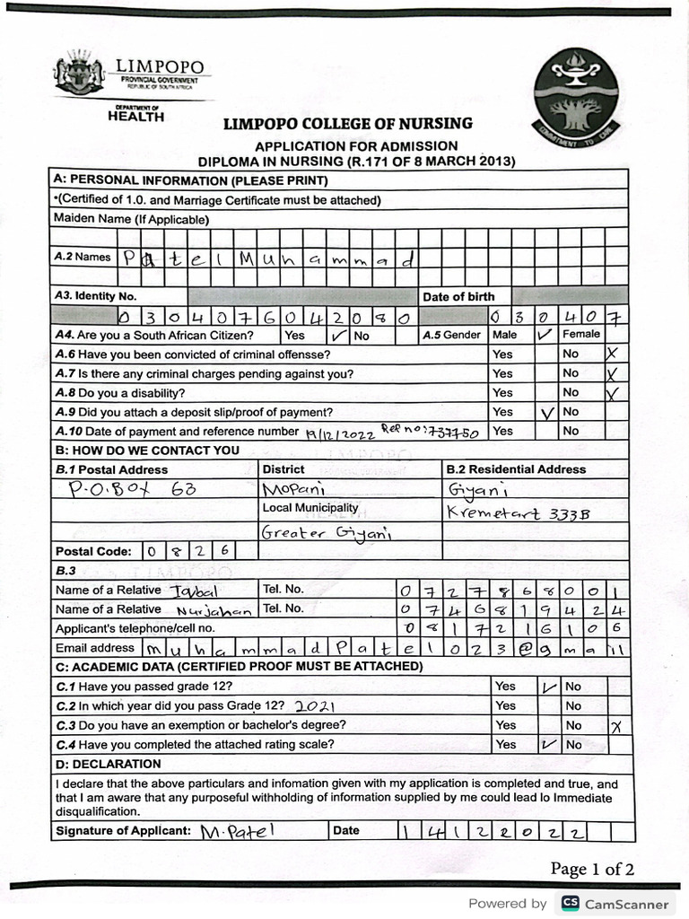 Nursing Application Pdf