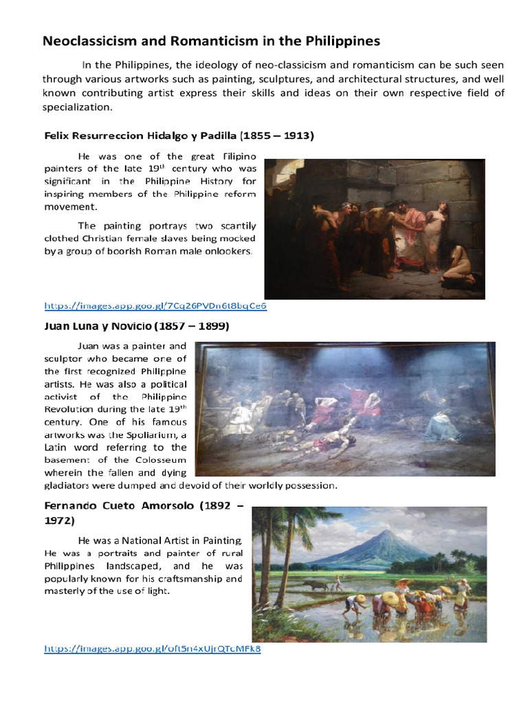 THIRD TOPIC - NEOCLASSICISM AND ROMANTICISM IN THE PHILIPPINES | PDF