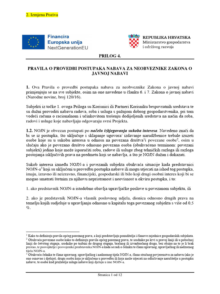 Prilog 4. Pravila Za NOJN - 2.izmjena Poziva | PDF