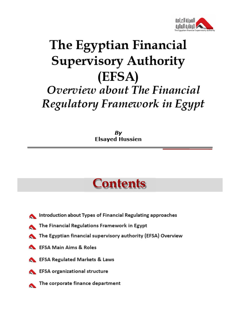 Egyptian Financial Regulatory Framework | PDF | Valuation (Finance ...