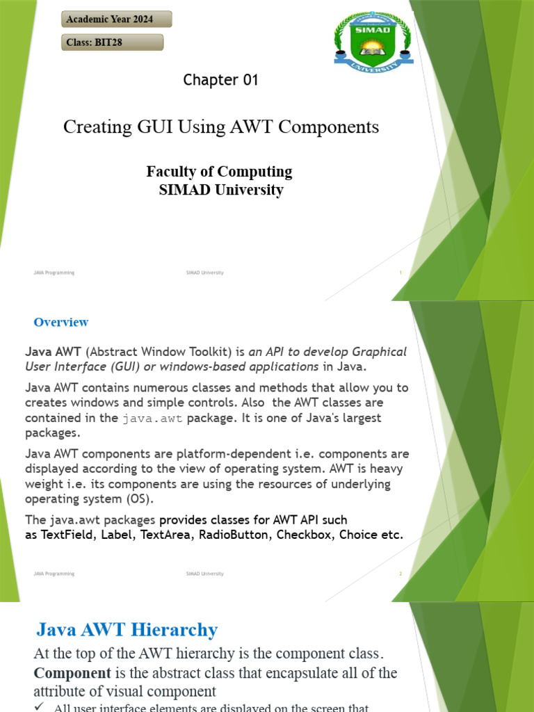 Ch1 - Creating GUI Using AWT Components | Download Free PDF | Graphical User Interfaces | Window ...