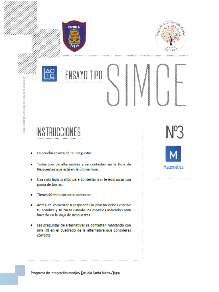 Ensayo 3 Simce Matematicas | PDF | Crecimiento personal y profesional