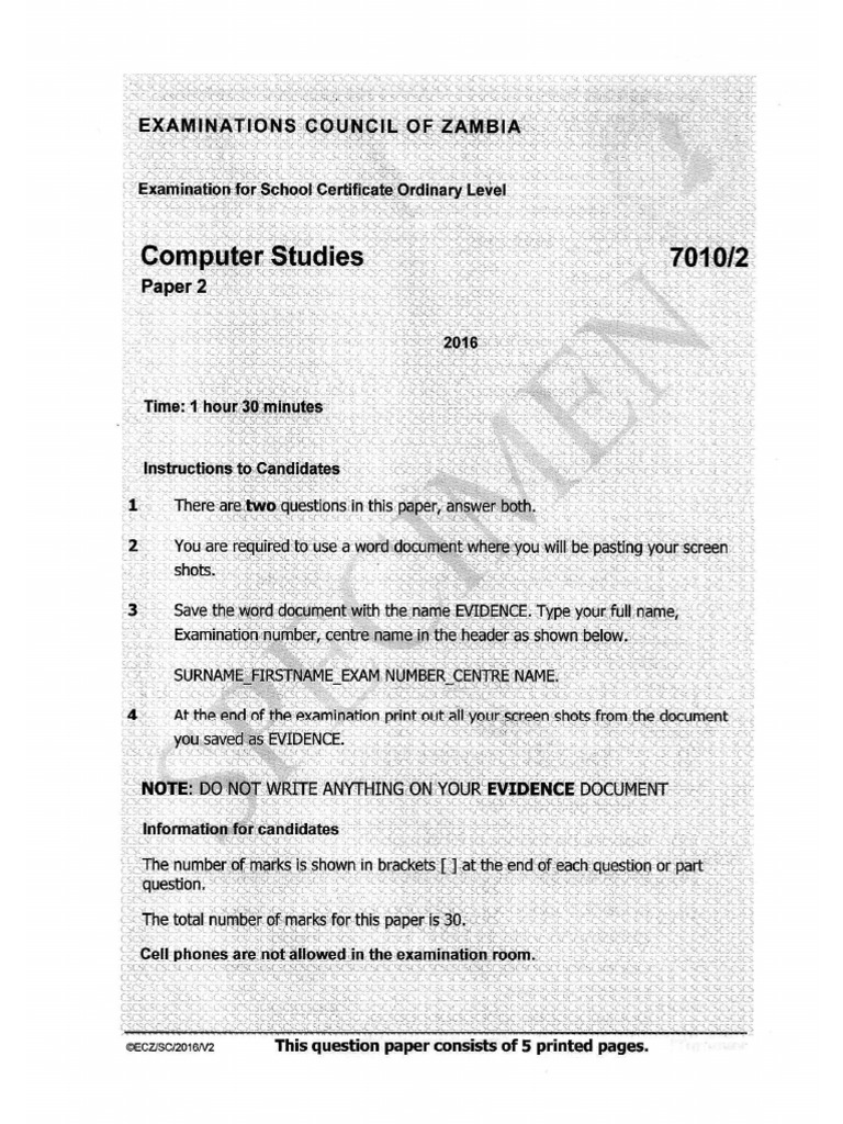 Pdfs - Computer Studies P2 2016 G12 SP | PDF