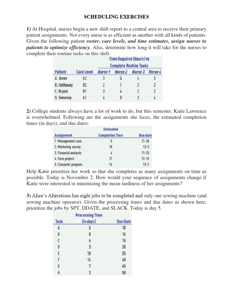 Scheduling Exercises | PDF