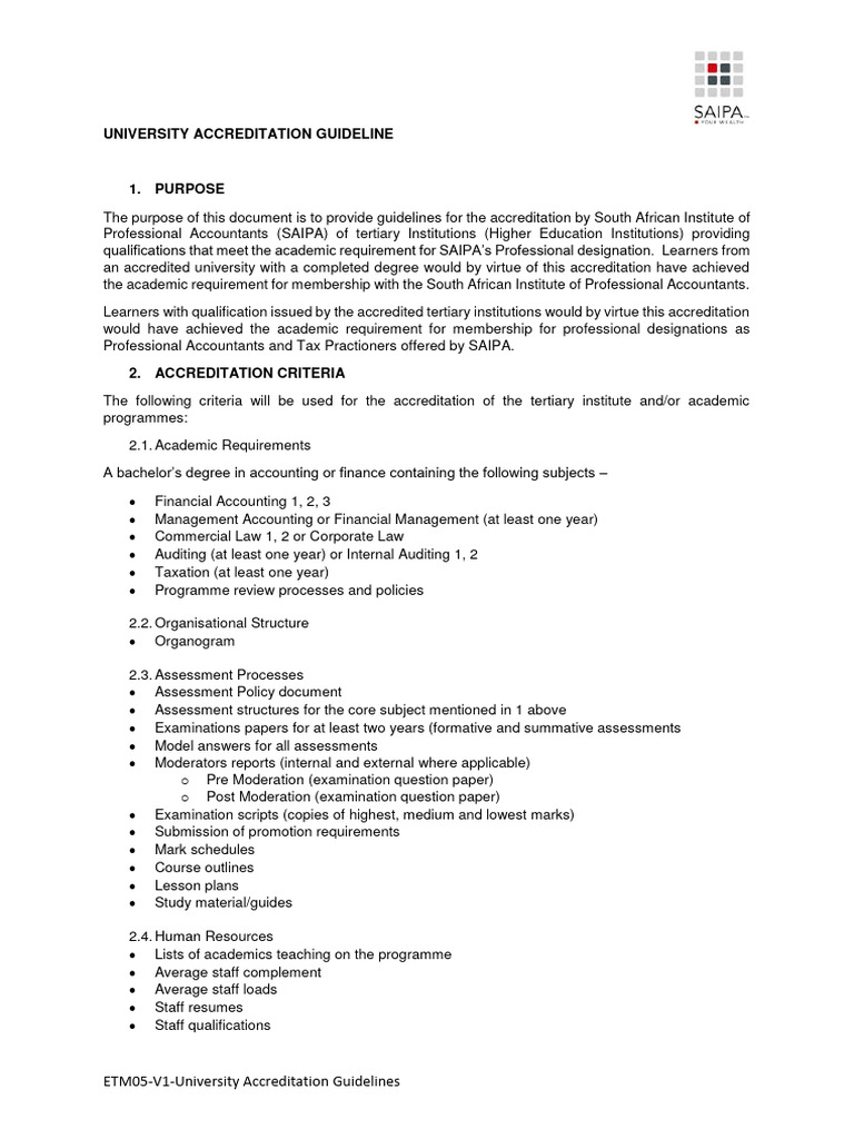 ETM05 V1 University Accreditation Guidelines | PDF | Academic Degree ...