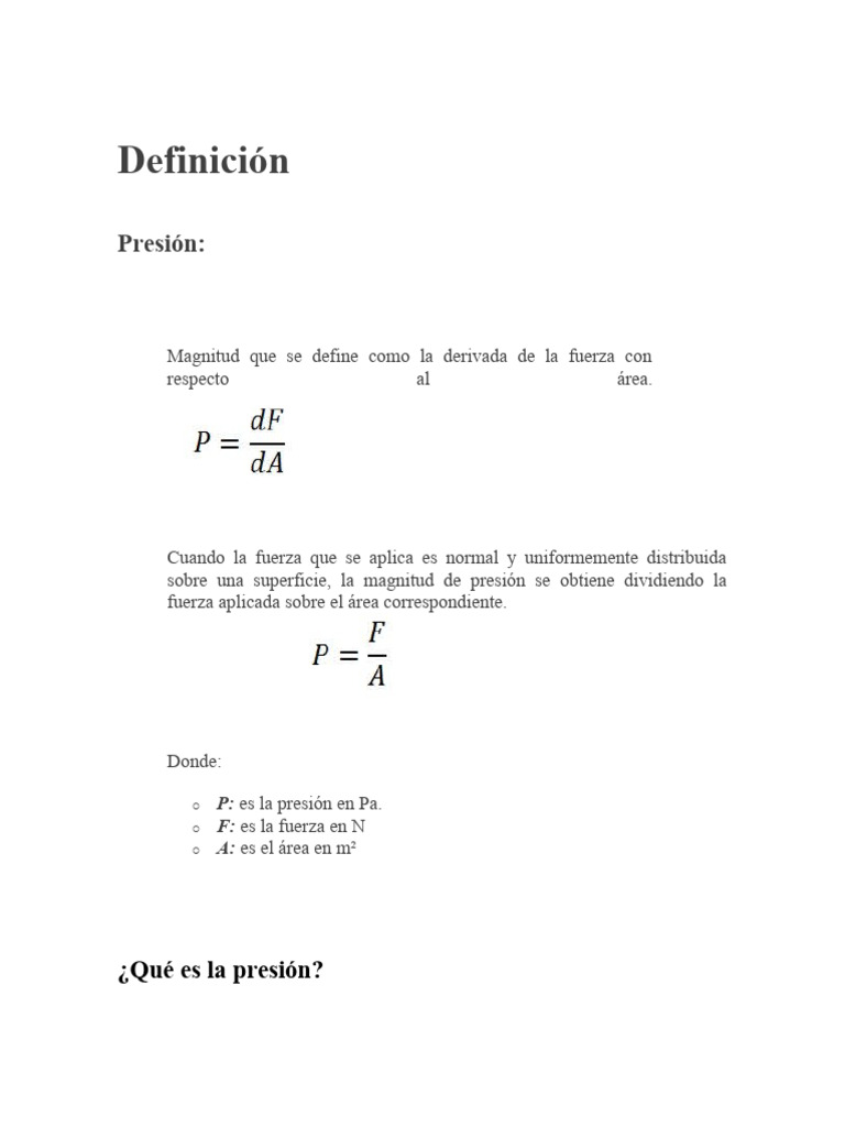 Definición | PDF | Presión | Pascal (Unidad)