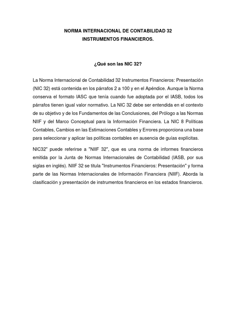 Norma Internacional de Contabilidad 32 | Descargar gratis PDF | normas internacionales de ...