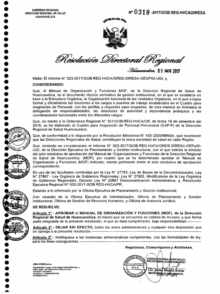 Mof - Diresa - Hvca-2017 | PDF