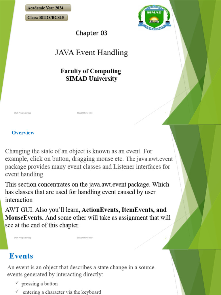 Ch3 - JAVA Event Handling | PDF | Class (Computer Programming) | Method (Computer Programming)