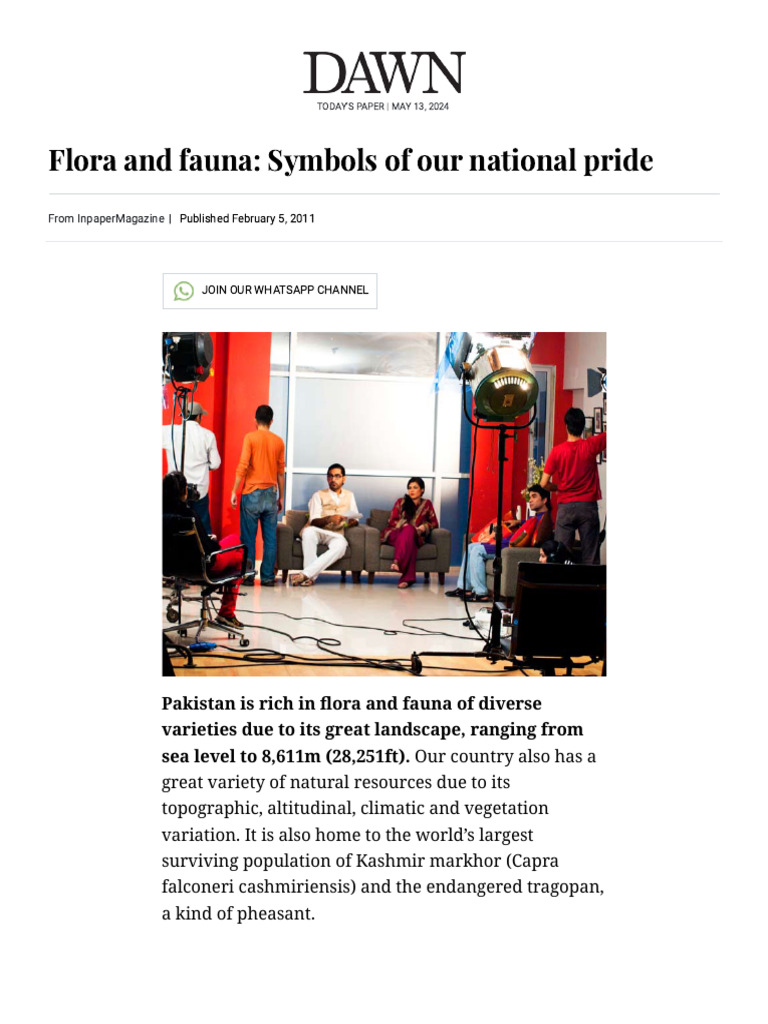 Flora and Fauna - Symbols of Our National Pride - Newspaper | PDF ...