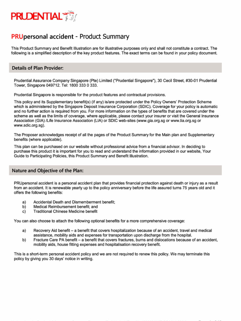 Prudential PruPersonal Accident | Download Free PDF | Finger | Insurance