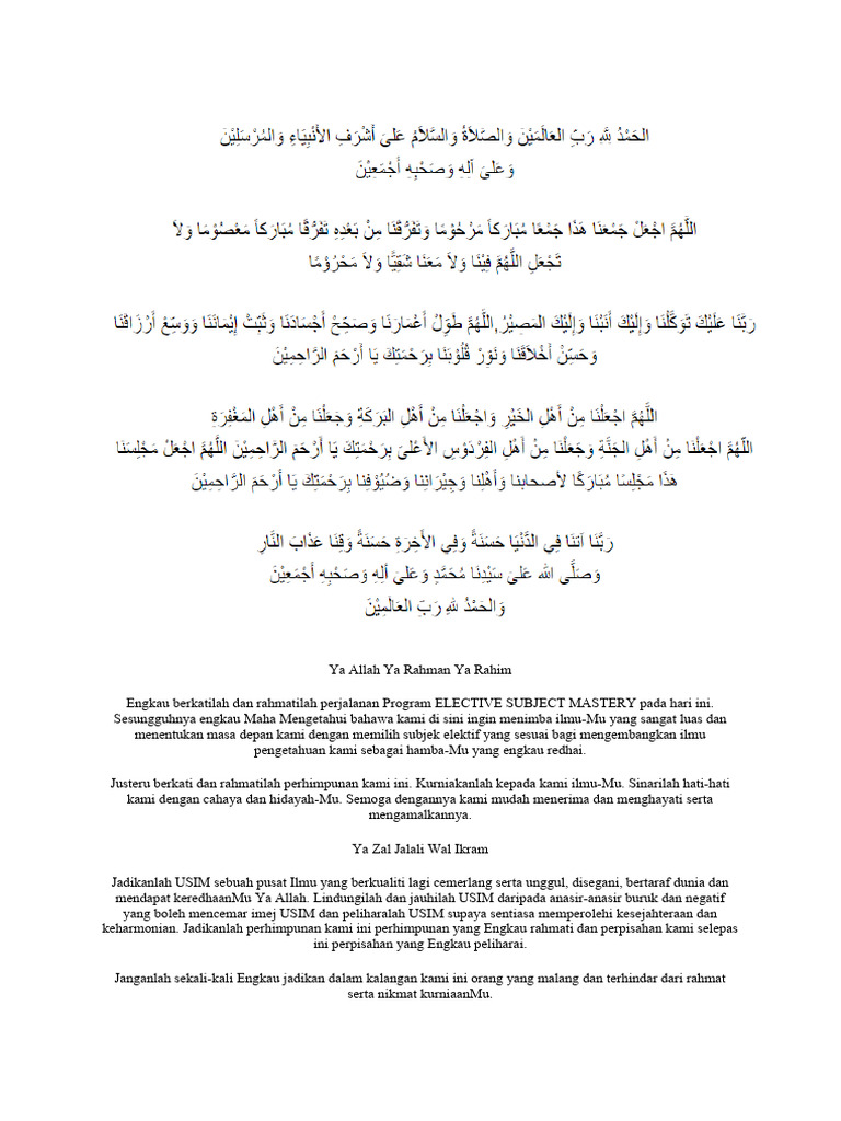 Doa Pembuka Majlis Ilmu USIM | PDF | Agama & Spiritualitas