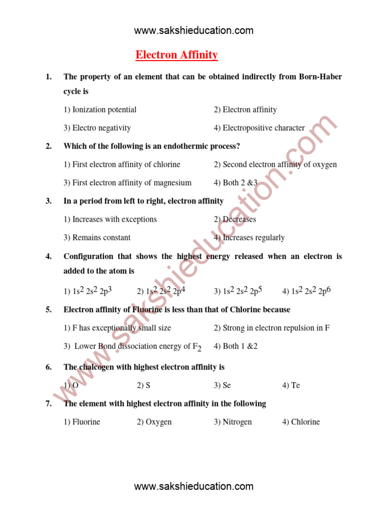 Electron Affinity | PDF | Phases Of Matter | Materials Science