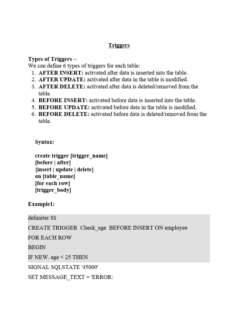 Triggers | Download Free PDF | Databases | Data Management Software