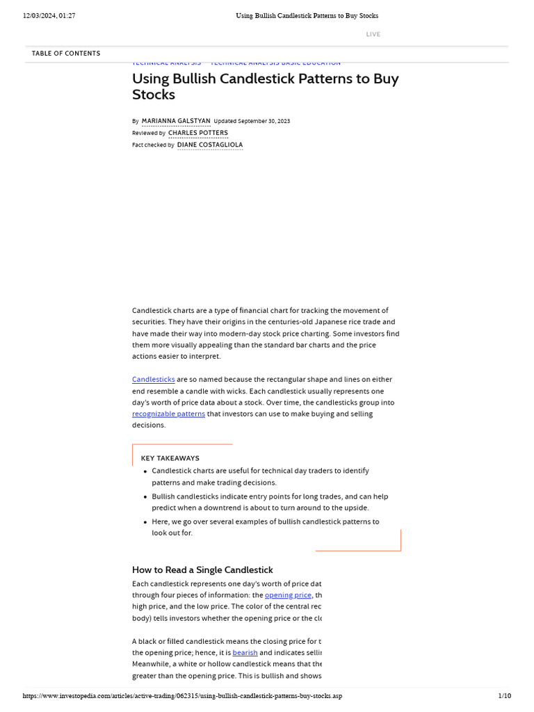 Bullish Candlestick Patterns | PDF | Technical Analysis | Market Trend