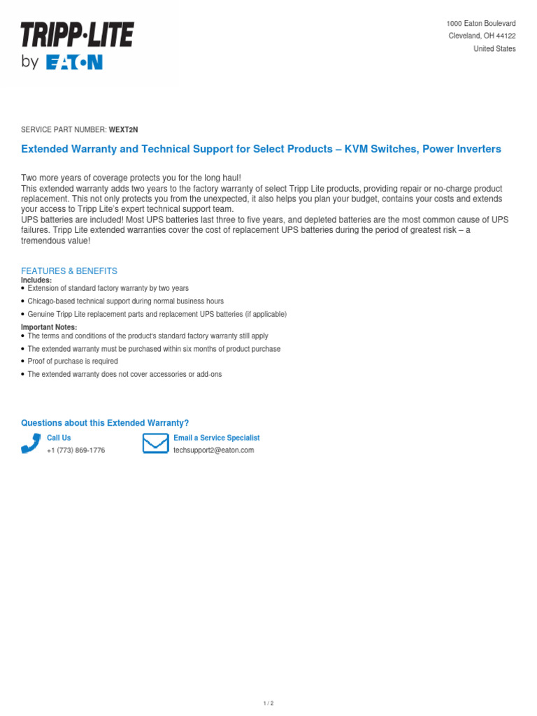 2-Year Extended Warranty for Tripp Lite | PDF | Private Law | Business Law
