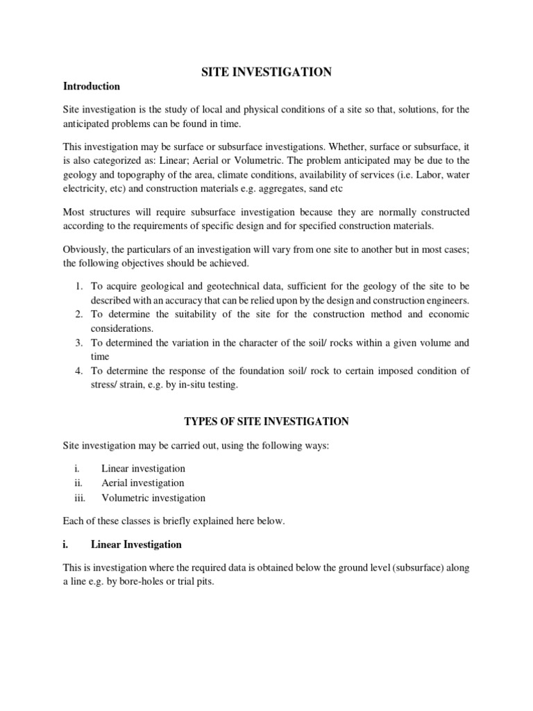 Site Investigation | PDF | Earth Sciences | Civil Engineering