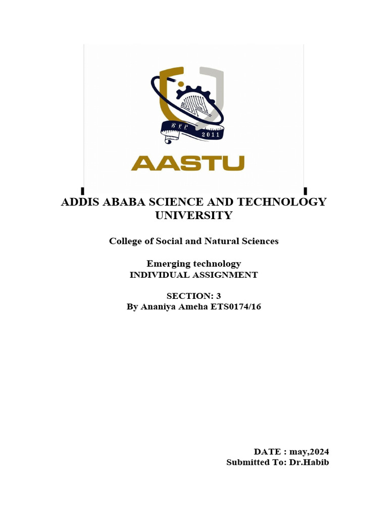 Ananiya Ameha Emerging Technology Assignment | PDF | Big Data | Data Science