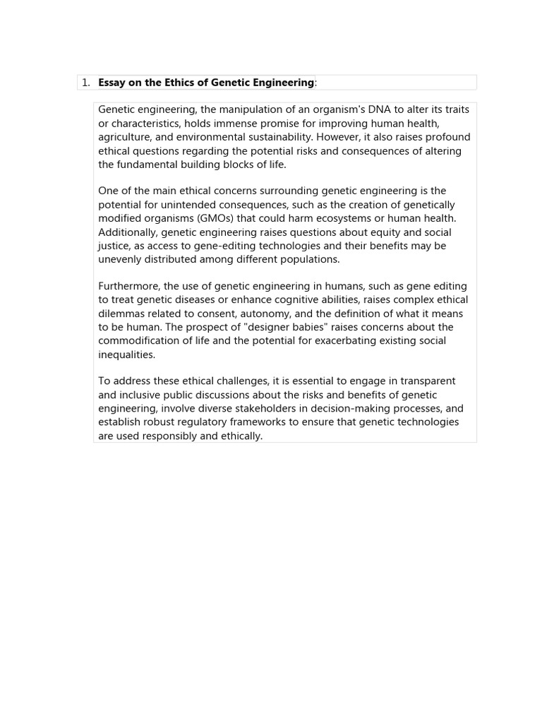 Ethics of Genetic Engineering Explained | PDF