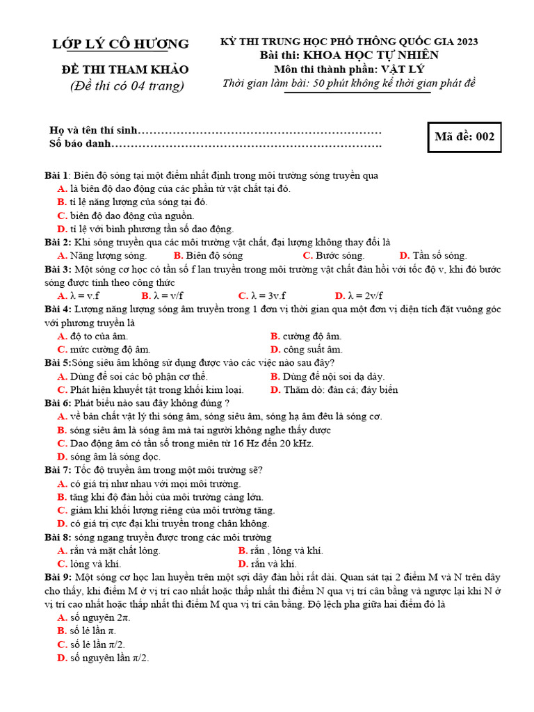 Kiem Tra Thu Song Co Lan 1 | PDF