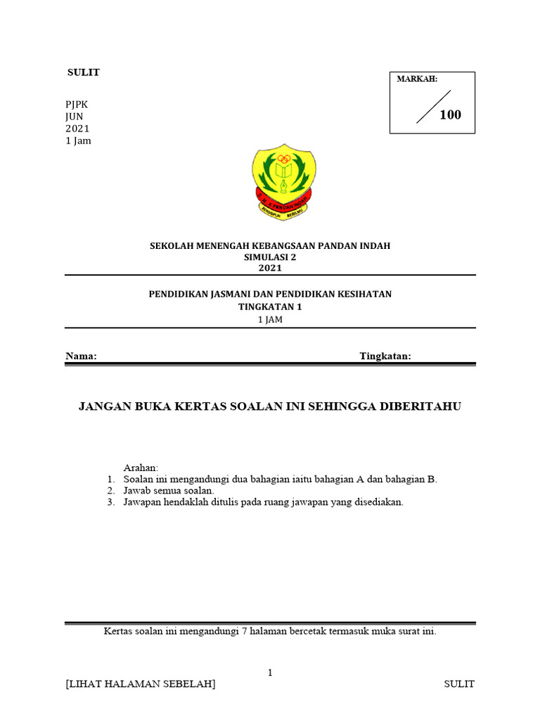 PJK Tingkatan 1 | PDF