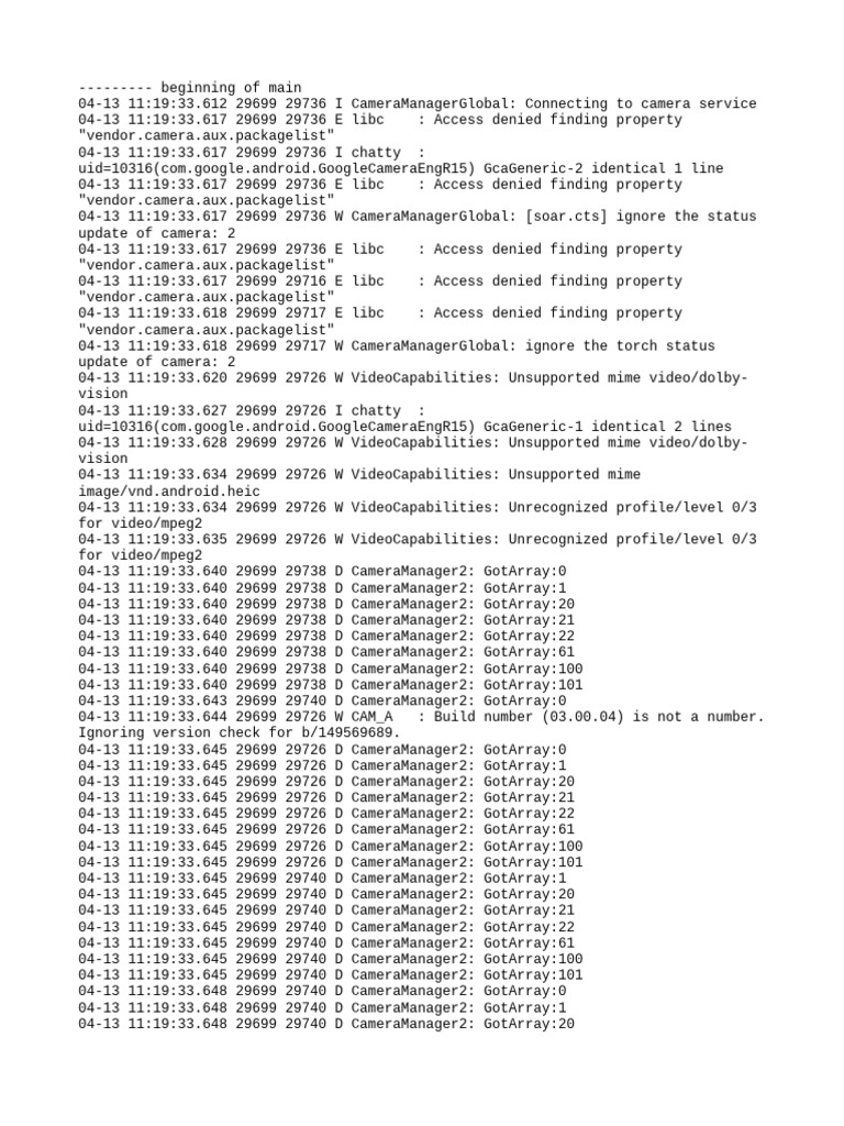 Camera Service Connection Logs | PDF | Software Development | Software Engineering