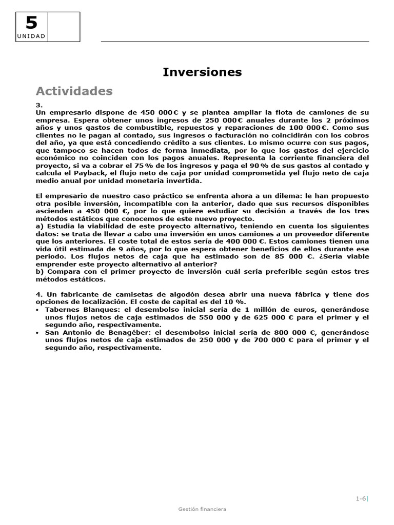 GF 5 Inversiones Actividades Pasar Sergio | PDF | Compartir (Finanzas) | Inversiones