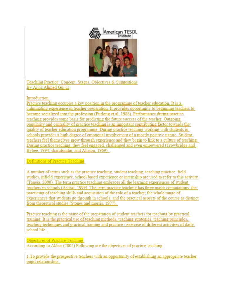 Teaching Practice | PDF | Teachers | Lesson