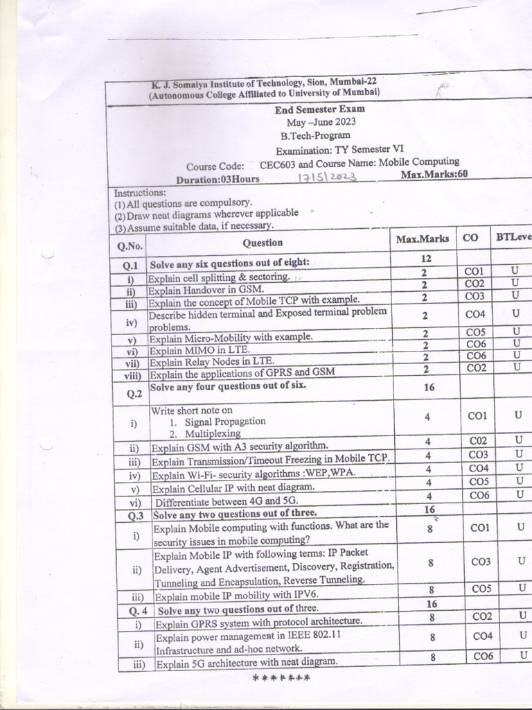 SEM VI COMP CEC603 MC May2023 | PDF