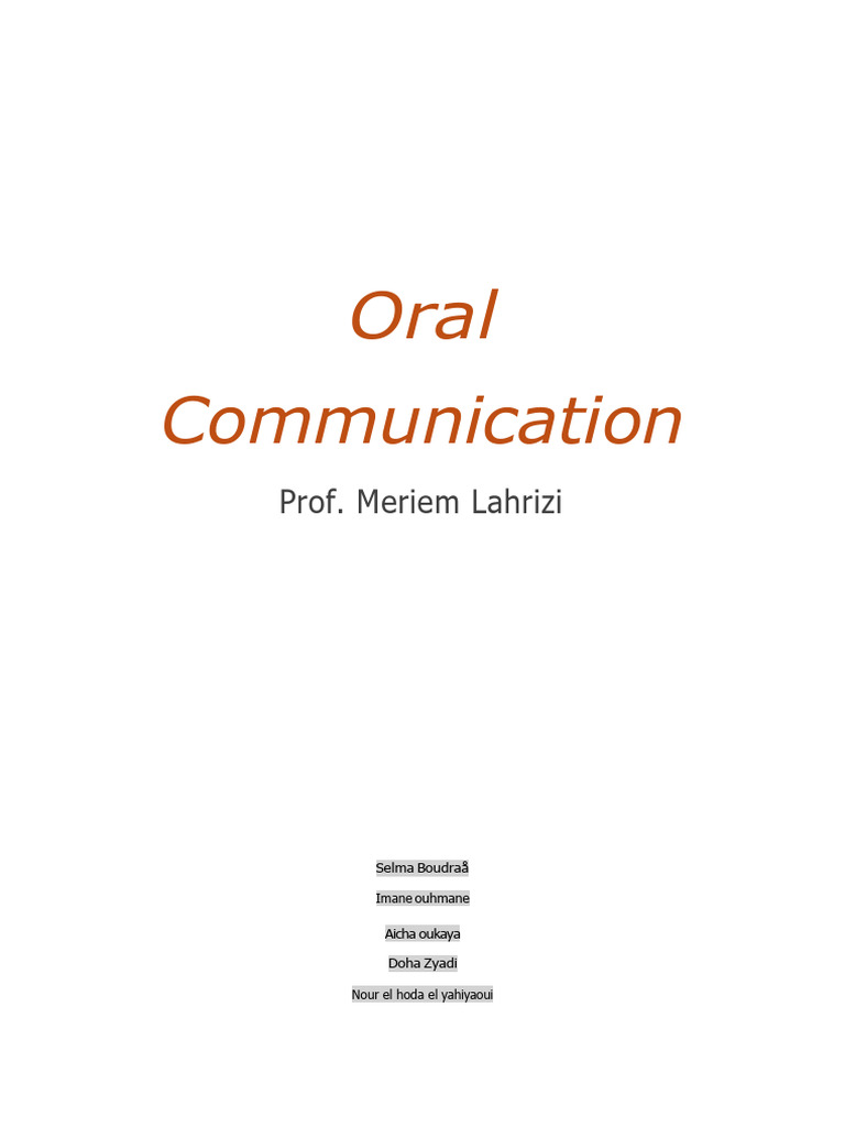 Oral Communication | PDF | Interpersonal Relationships | Communication