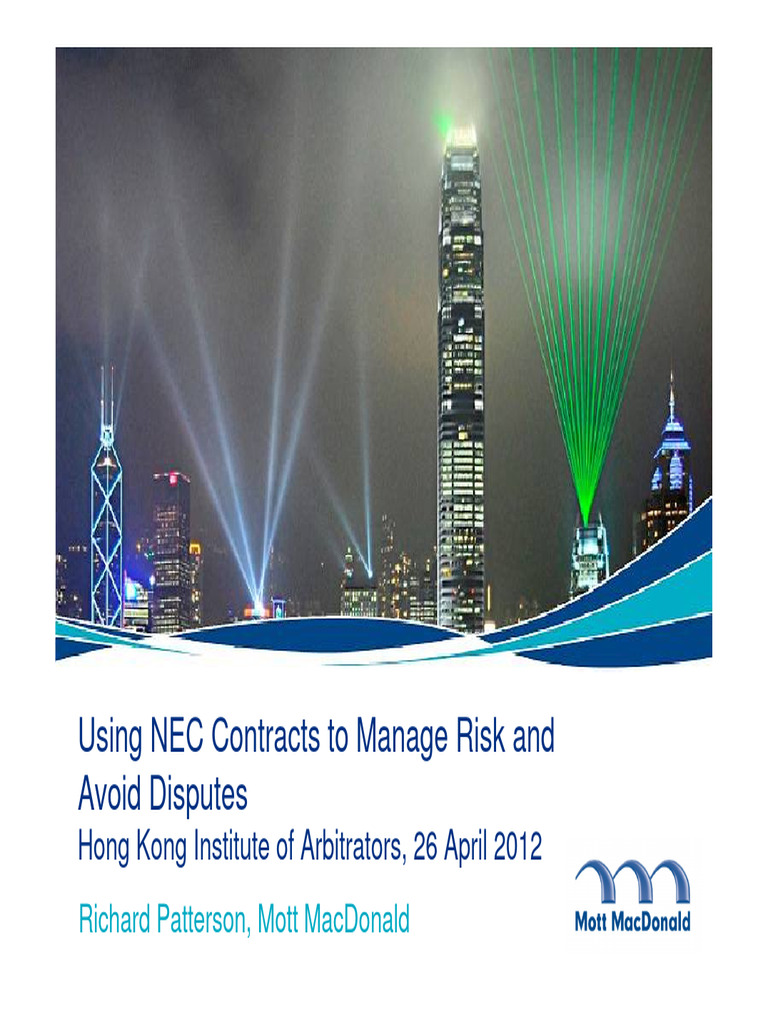 Using NEC Contracts To Manage Risk and Avoid Disputes 2012 | PDF | Business