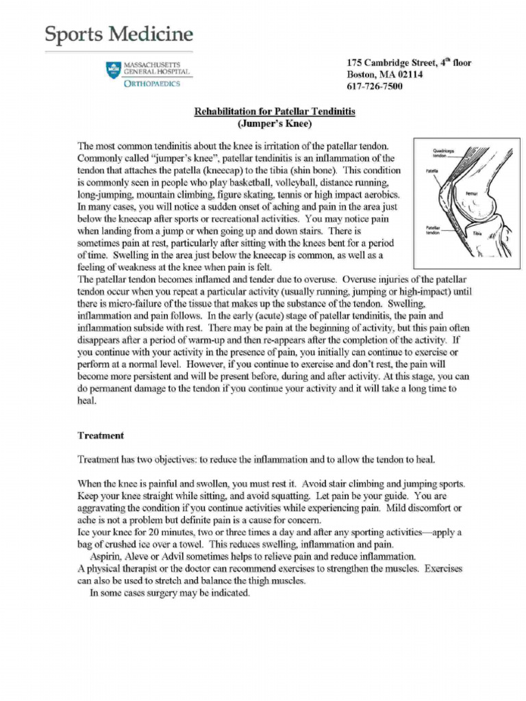 Rehabilitation Protocol For Patellar Tendinitis | PDF